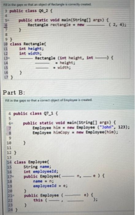 Solved Fill in the gaps so that an object of Rectangle is | Chegg.com