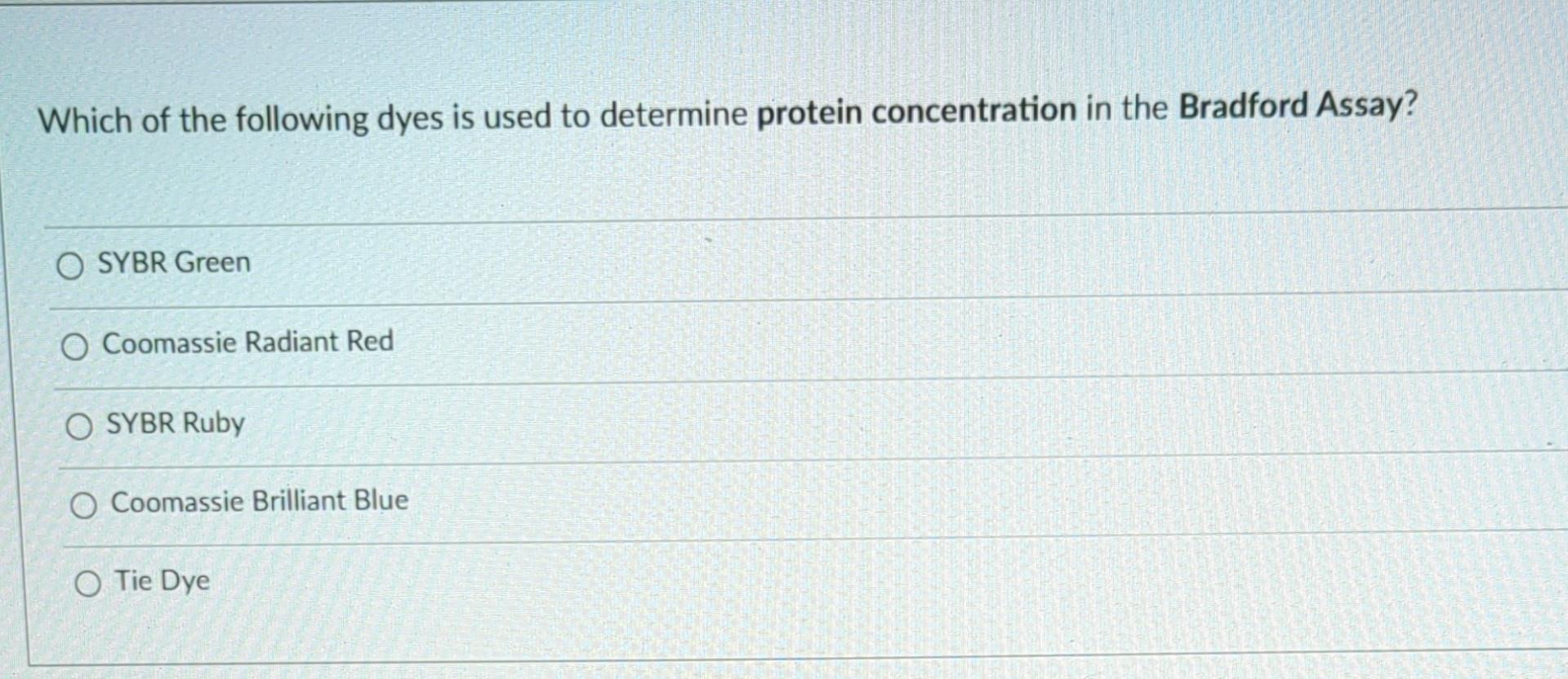 Solved Which of the following dyes is used to determine | Chegg.com Solved Which of the following dyes is used to determine | Chegg.com