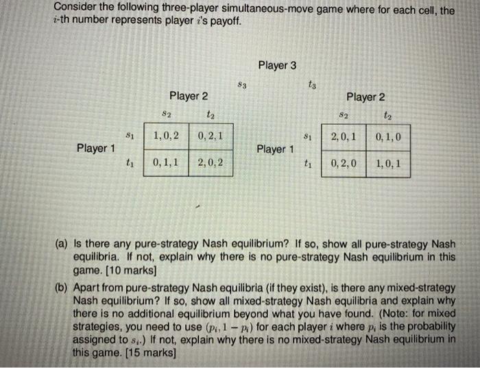 Solved Consider the following three-player simultaneous-move | Chegg.com