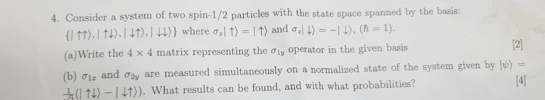 Solved Consider a system of two spin-1/2 ﻿particles with the | Chegg.com