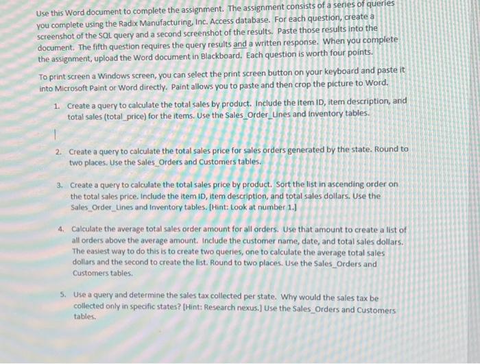 Use this Word document to complete the assignment. | Chegg.com