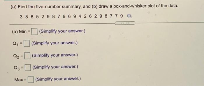 Solved (a) Find the five-number summary, and (b) draw a | Chegg.com