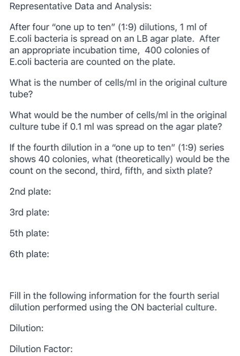 Solved Quantifying Bacteria Serial Dilution and Plate Count | Chegg.com