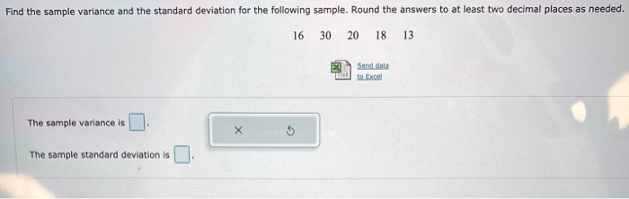 Solved Find the sample variance and the standard deviation | Chegg.com