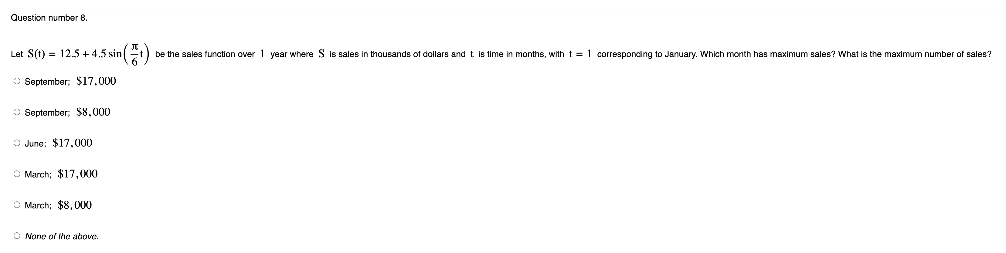 Solved Question number 8.September; $17,000September; | Chegg.com