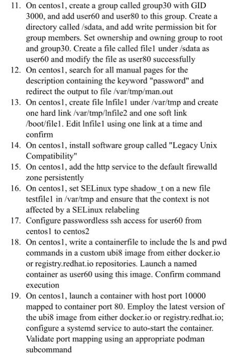 Solved 11. On centos 1 , create a group called group 30 with | Chegg.com