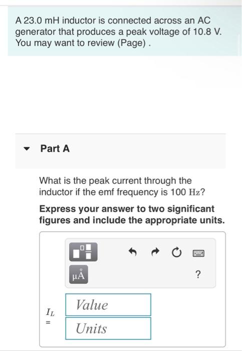Solved A 23.0mH inductor is connected across an AC generator | Chegg.com
