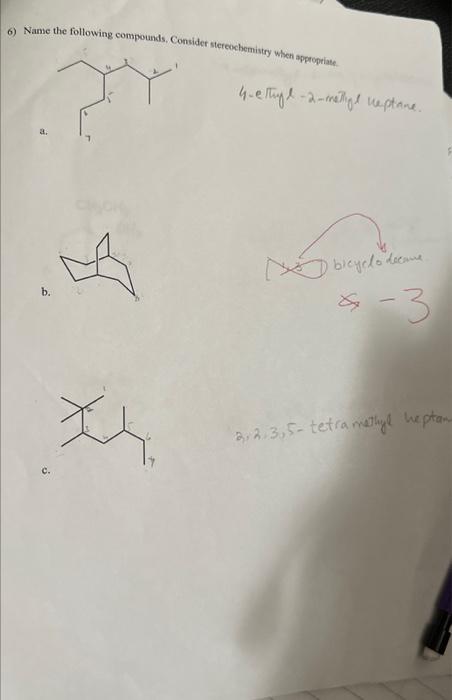 Solved 6) Name the following compounds, Consider | Chegg.com