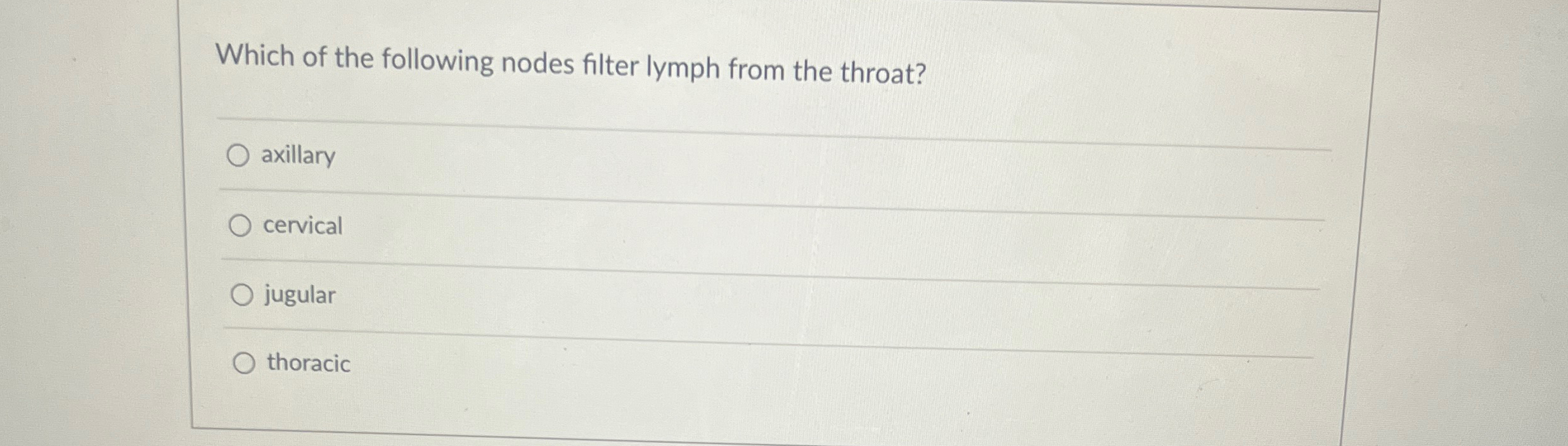 Solved Which of the following nodes filter lymph from the | Chegg.com