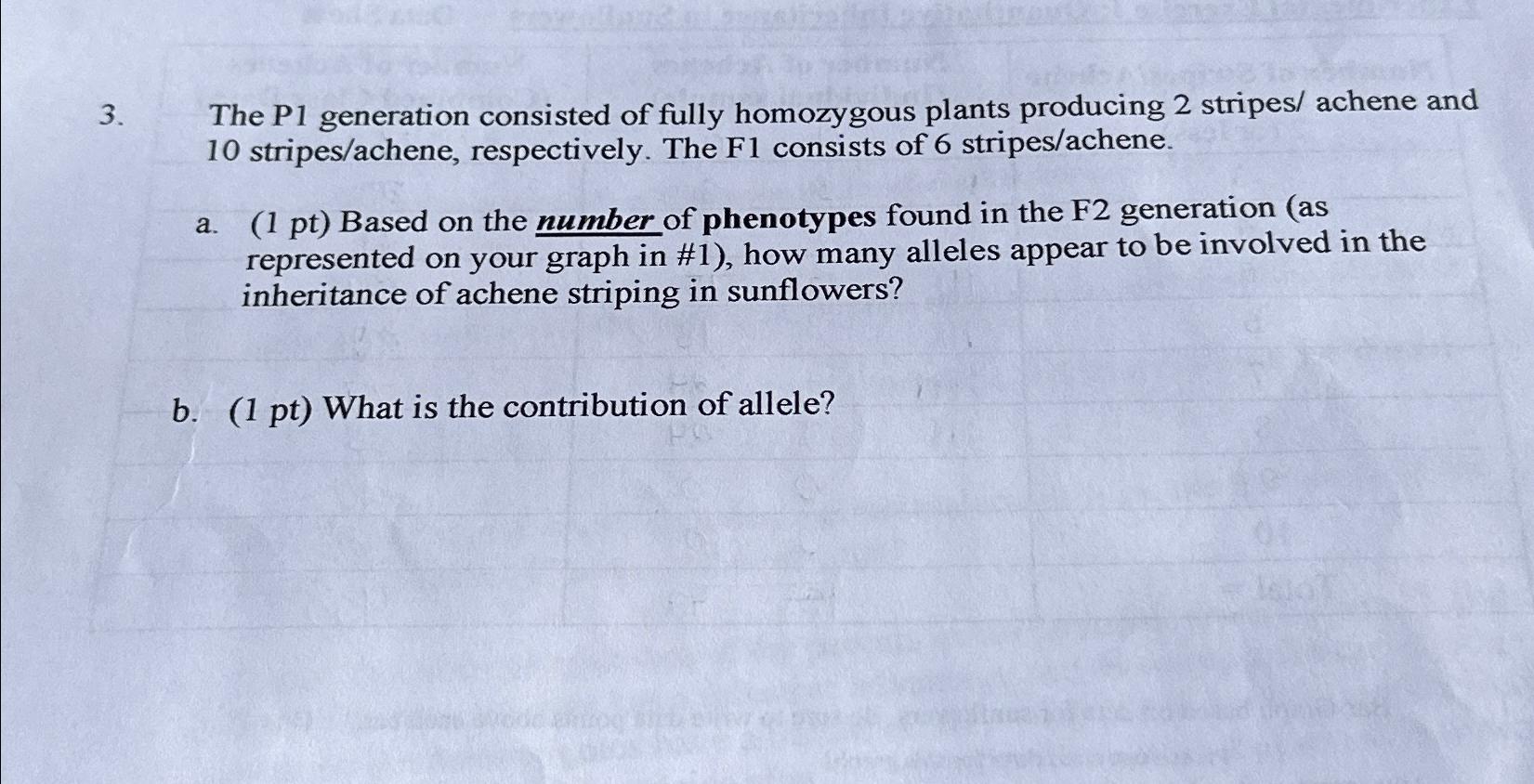 Solved The P1 ﻿generation consisted of fully homozygous | Chegg.com