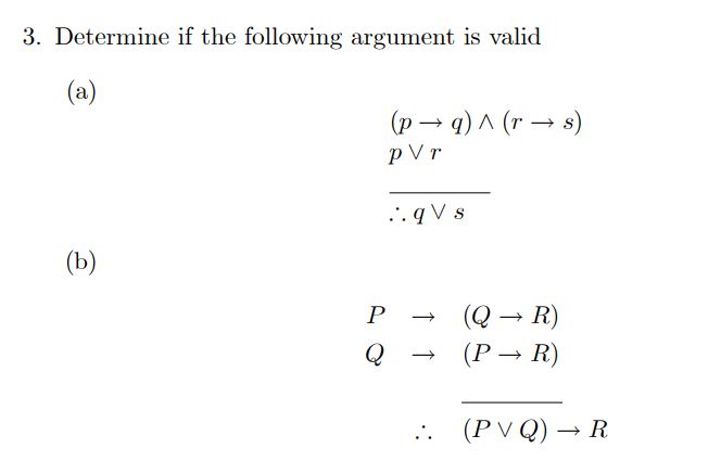 Solved Determine if the following argument is | Chegg.com