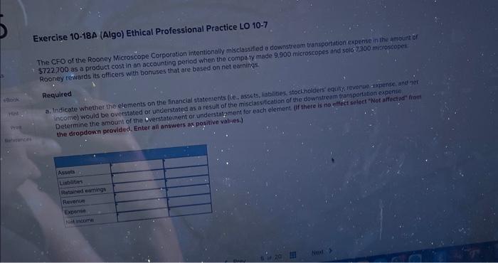 Solved Exercise 10-18A (Algo) Ethical Professional Practice | Chegg.com