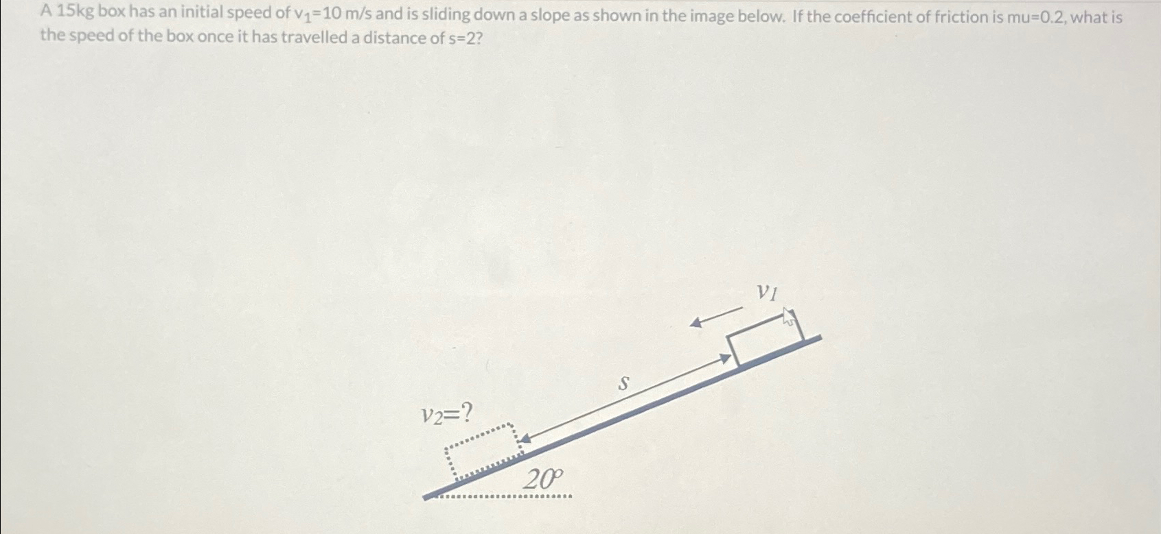 Solved A 15kg ﻿box has an initial speed of v1=10ms ﻿and is | Chegg.com