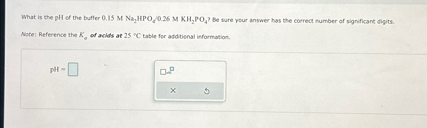 Solved What is the pH ﻿of the buffer | Chegg.com