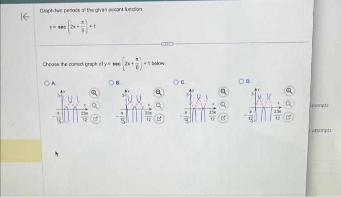Solved Graph two periods of the given secant function. | Chegg.com