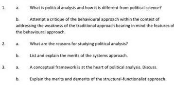 a. What is political analysis and how it is different | Chegg.com