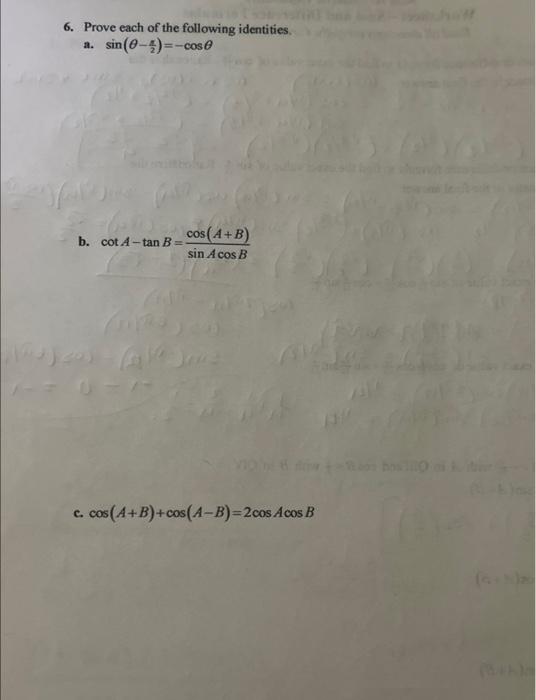 Solved 6. Prove each of the following identity a, b, and ca. | Chegg.com