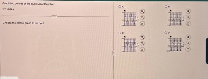 Solved Graph two periods of the given secant function. | Chegg.com