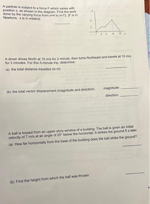 Solved A particle is subject to a force F which varies with | Chegg.com