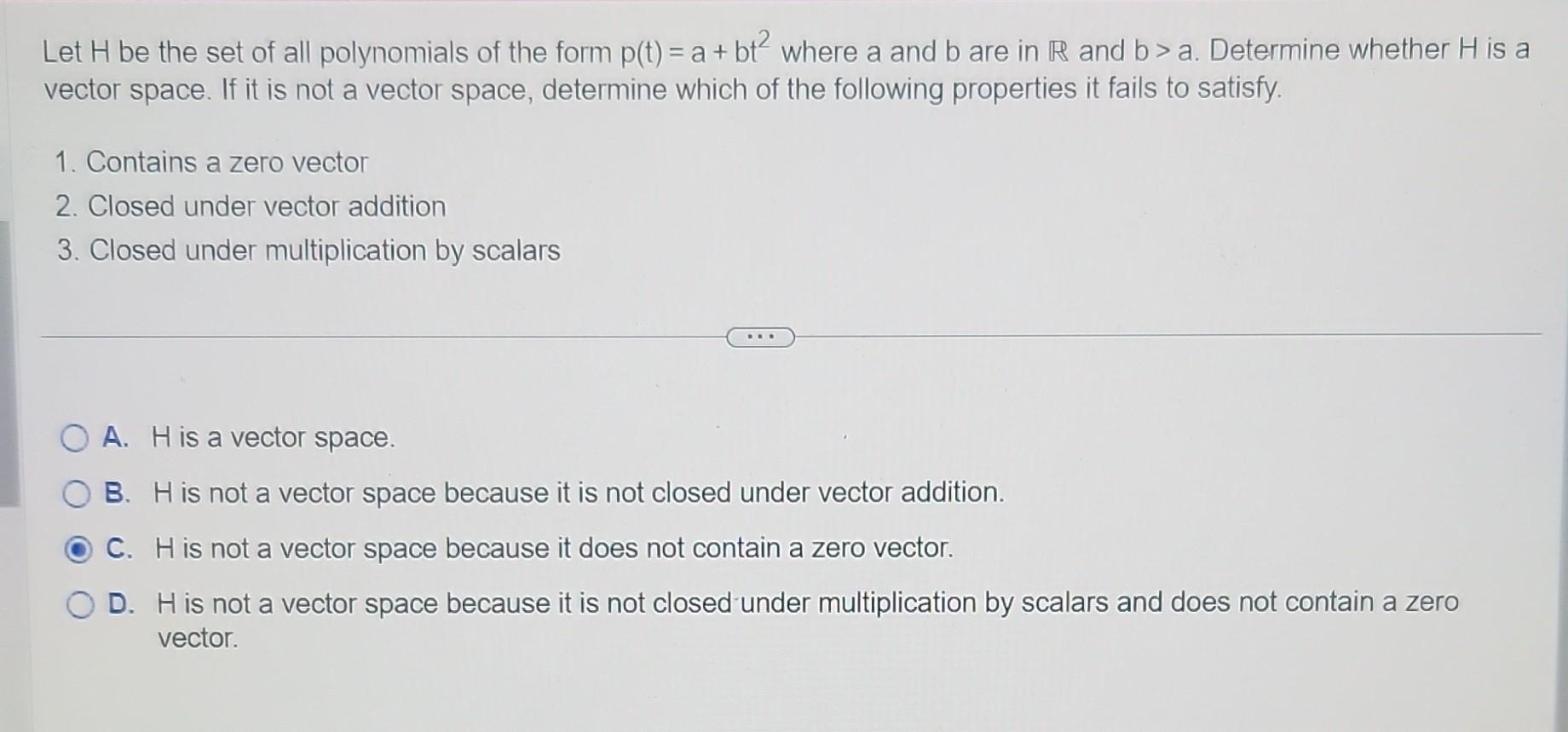 Solved Let H be the set of all polynomials of the form | Chegg.com