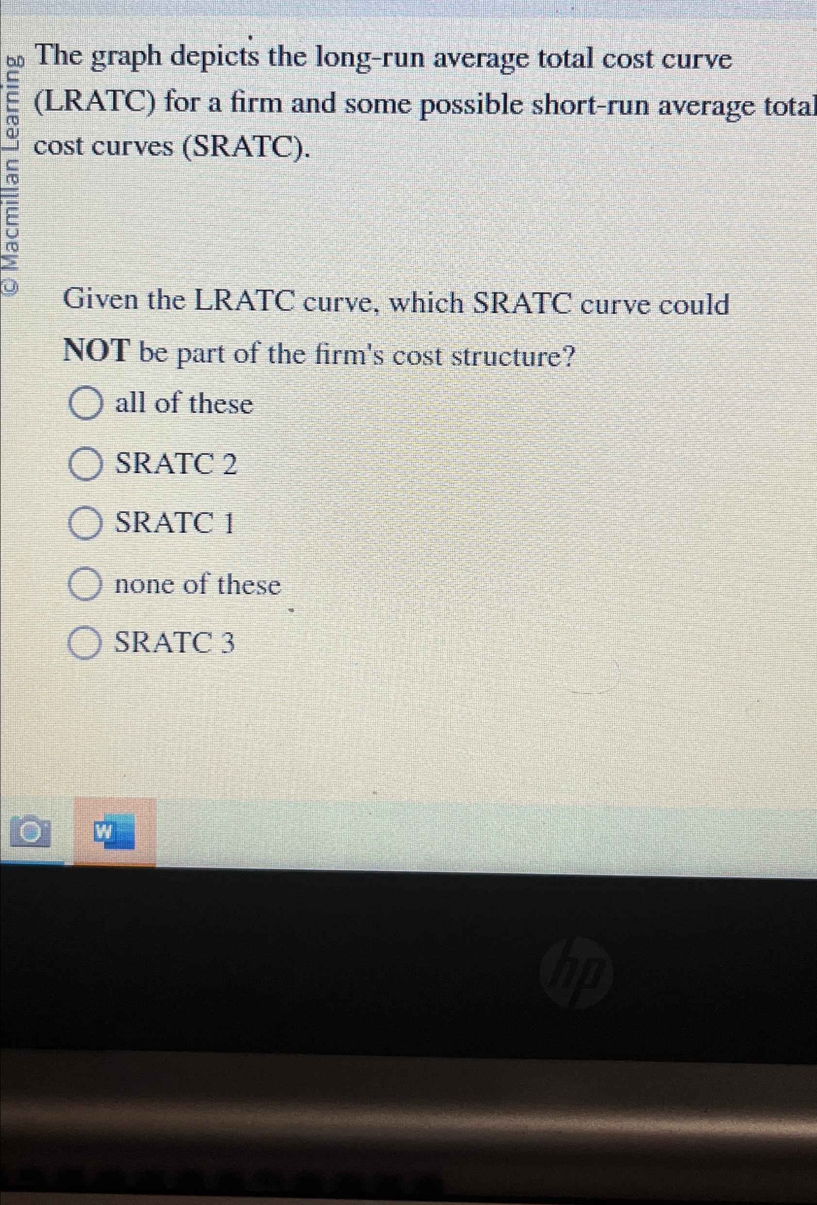 Solved The graph depicts the long-run average total cost | Chegg.com