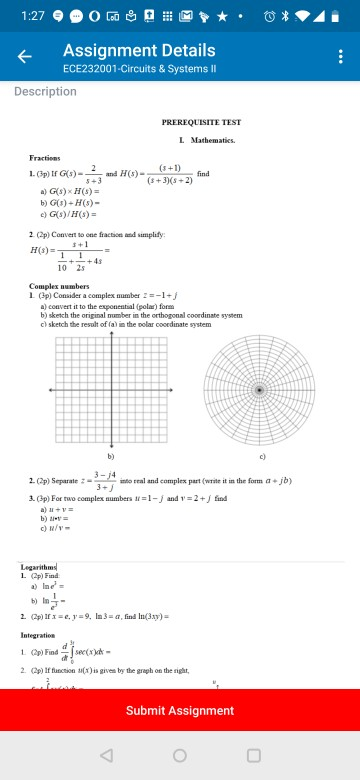 Solved 1 27 Assignment Details Ece232001 Circuits Systems Chegg