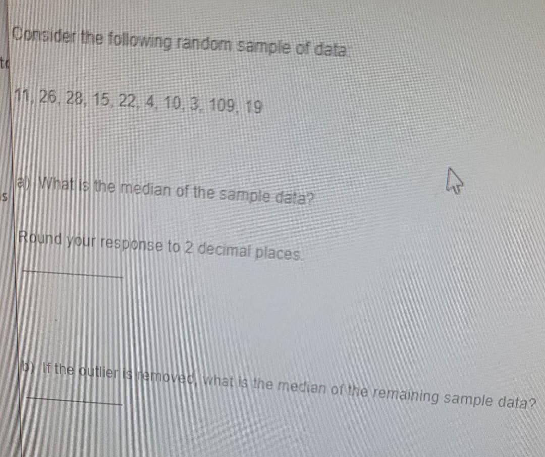 Solved Consider the following random sample of data- to 11, | Chegg.com