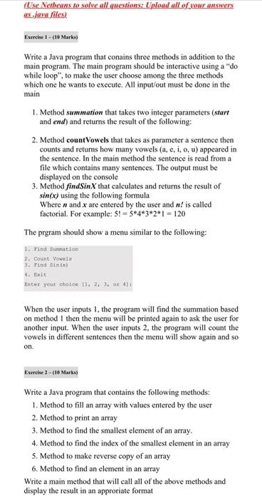 (Use Netbeans to solve all questions: Upload all of | Chegg.com