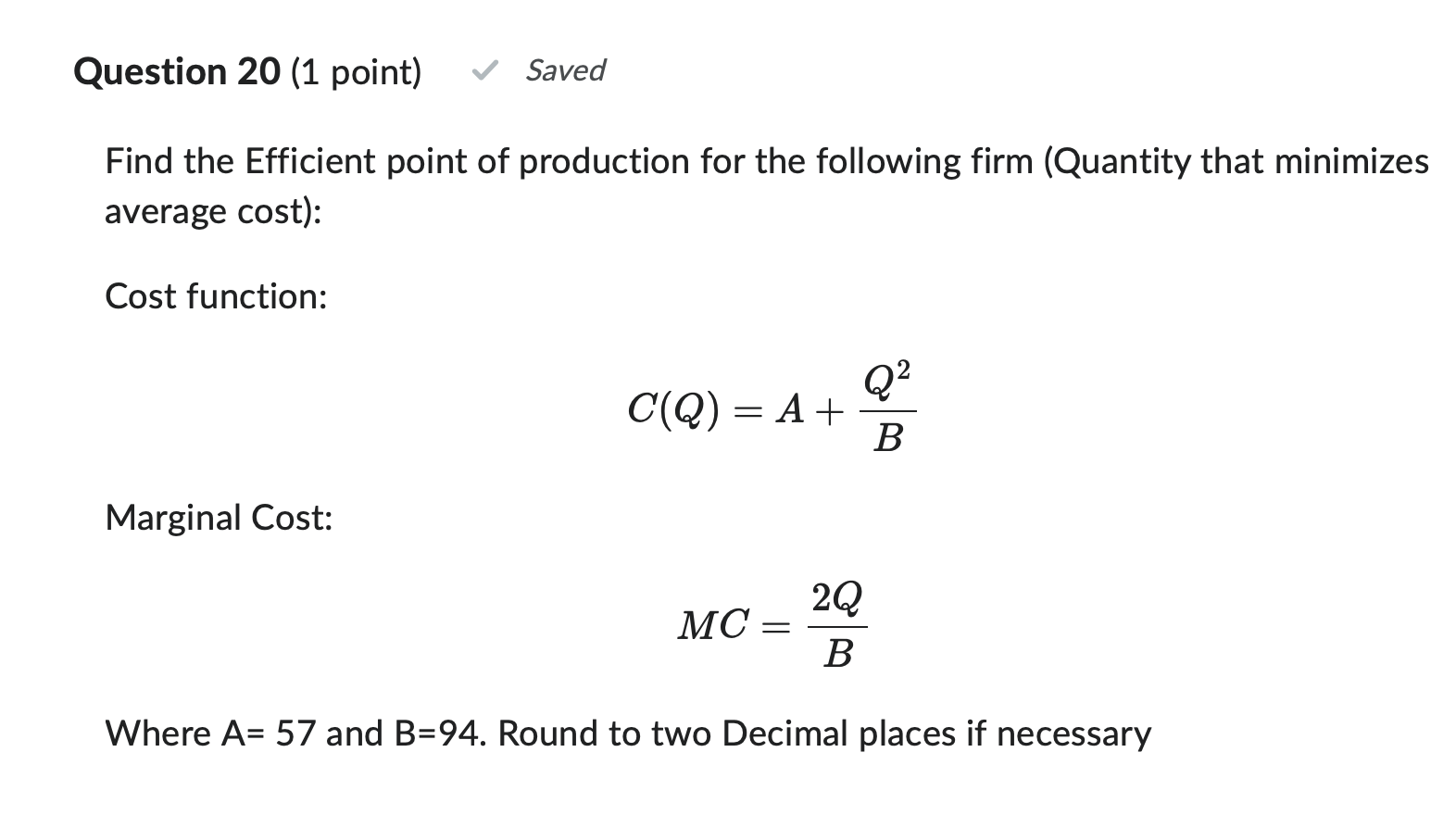 Solved Question 20 (1 point)Find the Efficient point of | Chegg.com Solved Question 20 (1 point)Find the Efficient point of | Chegg.com
