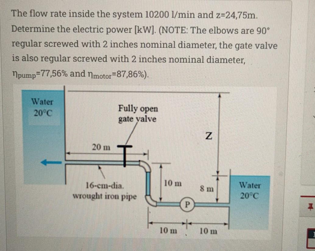 Solved The flow rate inside the system 10200l/min and | Chegg.com