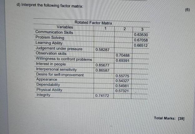 Solved c) Using the table below how, many factors should the | Chegg.com