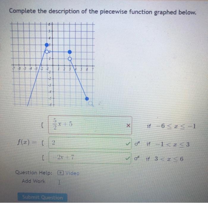 Solved Complete the description of the piecewise function | Chegg.com