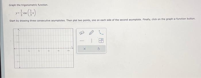 Solved Graph the trigonometric function. y=21csc(31x) Start | Chegg.com
