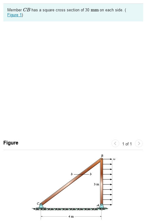 Solved Member CB has a square cross section of 30 ﻿mm on | Chegg.com