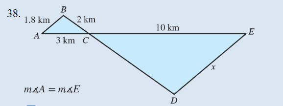 Solved Explain why the two triangles are similar, then find | Chegg.com