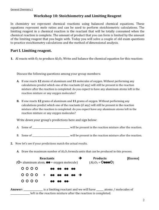 Solved General Chemistry 1 Workshop 10: Stoichiometry and | Chegg.com