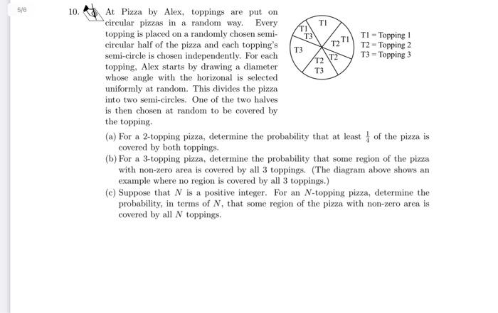 Solved At Pizza by Alex, toppings are put on circular pizzas | Chegg.com