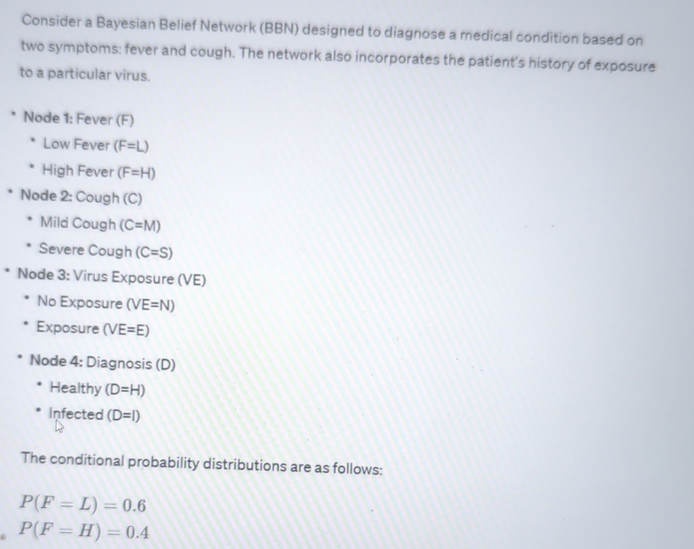 Solved Consider a Bayesian Belief Network (BBN) ﻿designed to | Chegg.com