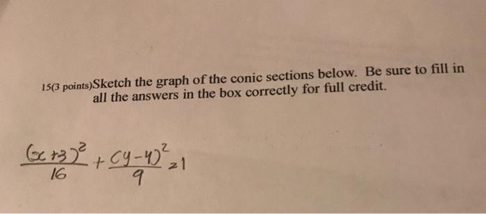 Solved 15(3 points)Sketch the graph of the conic sections | Chegg.com