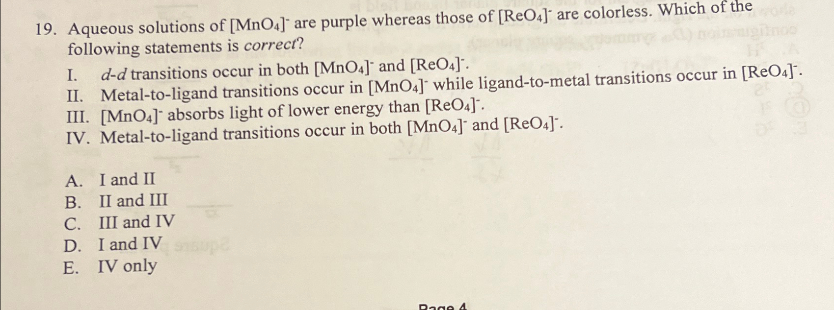 Solved Aqueous solutions of [MnO4]-are purple whereas those | Chegg.com