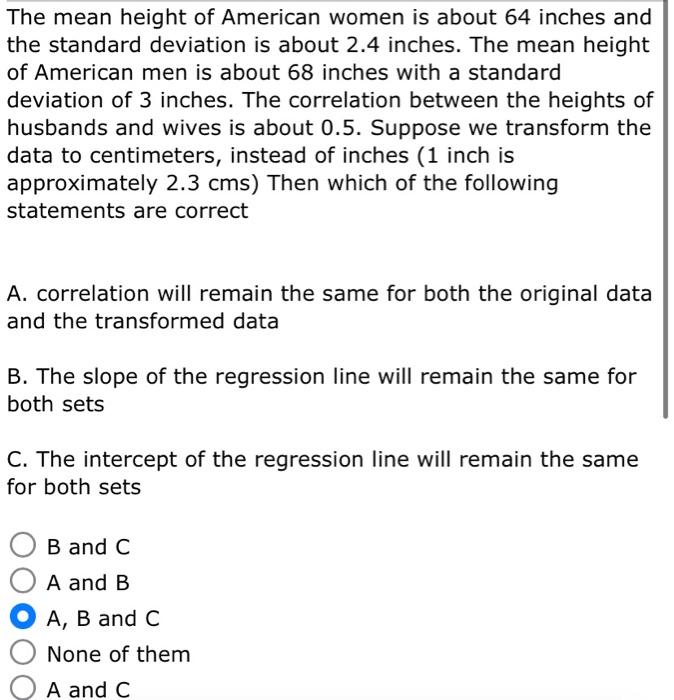 Solved A regression line of the score of Exam 3 on Exam 2 | Chegg.com