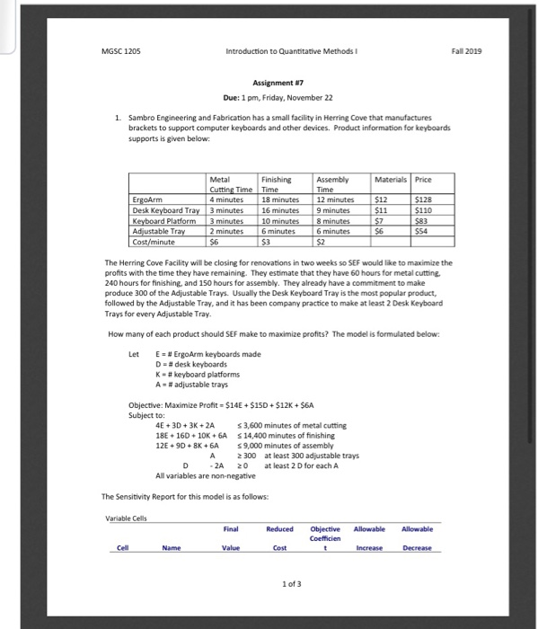 MGSC 1205 Introduction to Quantitative Methods Fall | Chegg.com MGSC 1205 Introduction to Quantitative Methods Fall | Chegg.com