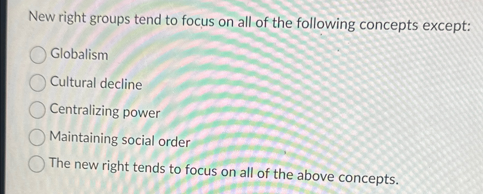Solved New right groups tend to focus on all of the | Chegg.com