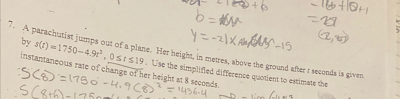 Solved A parachutist jumps out of a plane. Her height, in | Chegg.com