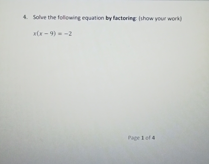 Solved Solve the following equation by factoring: (show your | Chegg.com