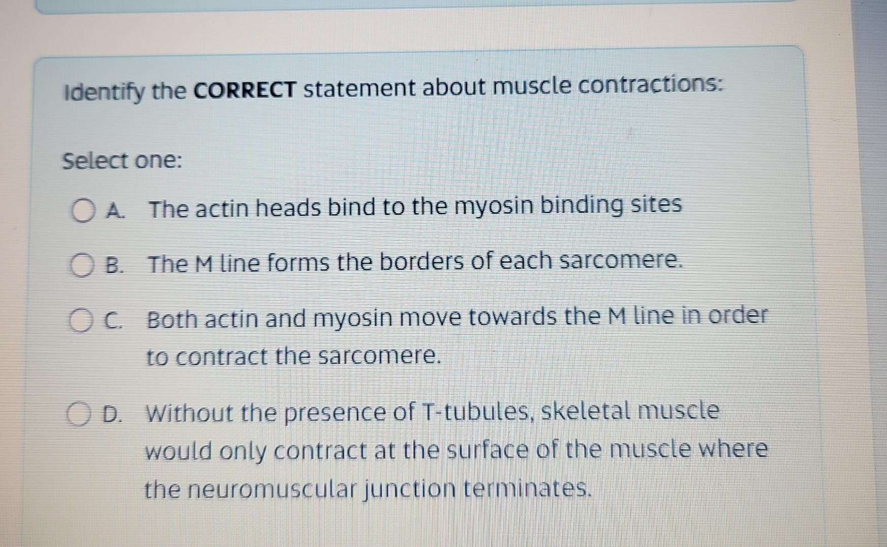 Solved Identify the CORRECT statement about muscle | Chegg.com