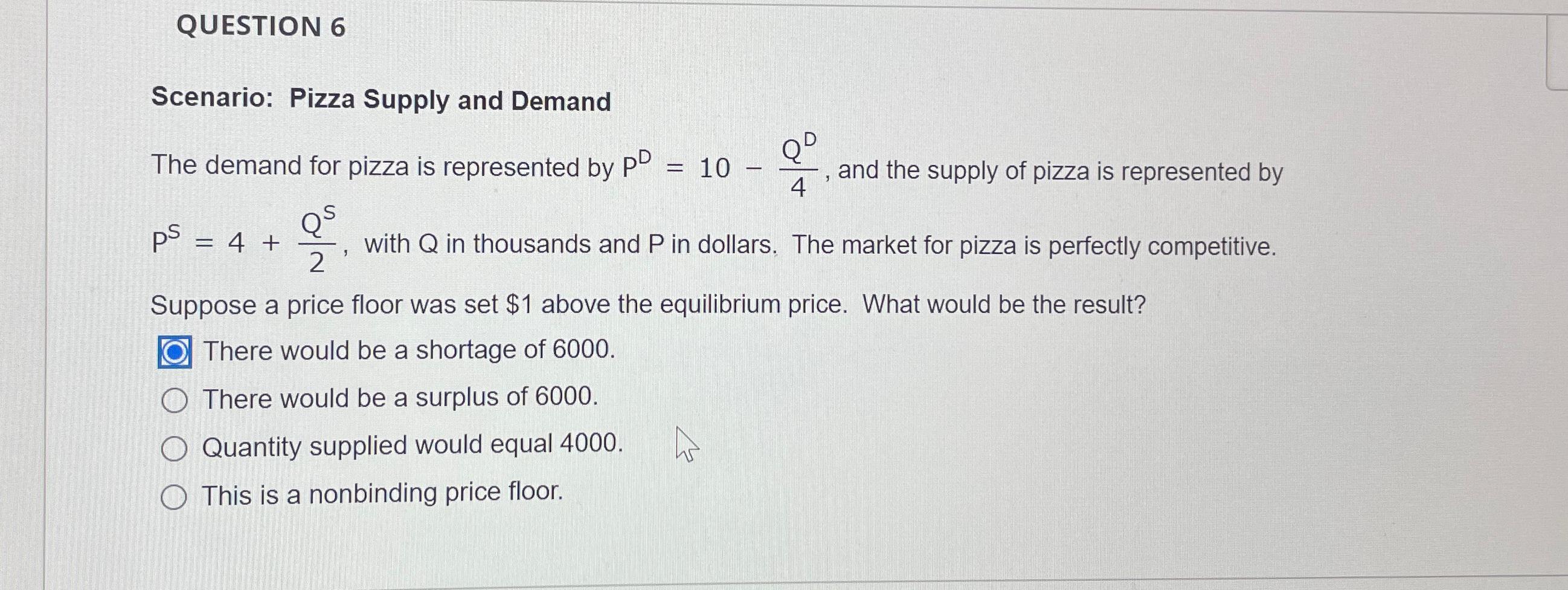 Solved QUESTION 6Scenario: Pizza Supply and DemandThe demand | Chegg.com