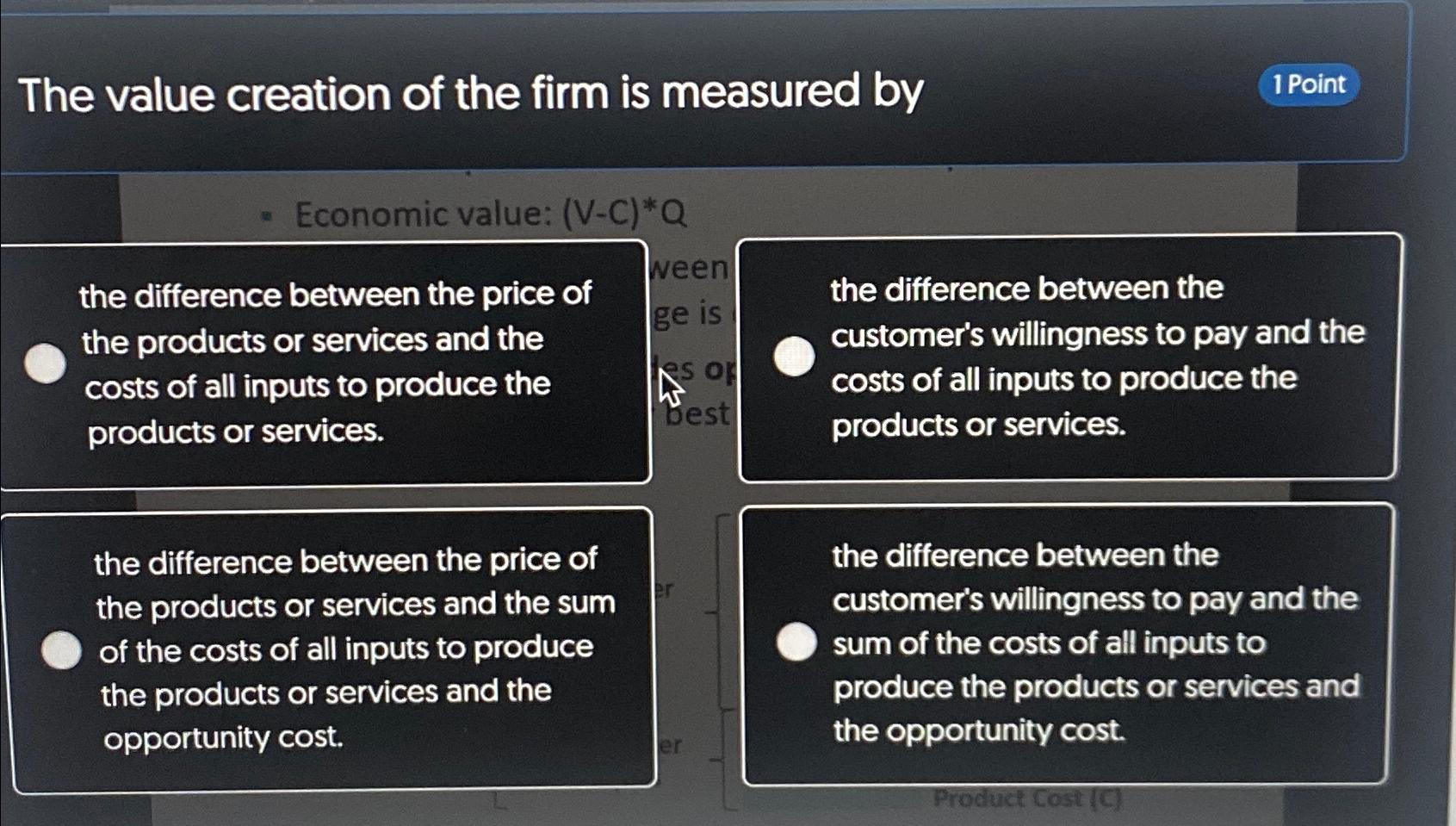 Solved The value creation of the firm is measured by1 | Chegg.com