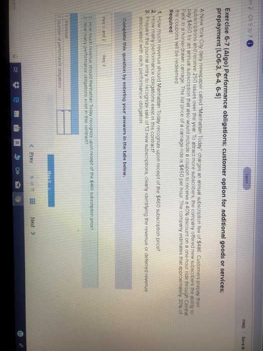 Solved m 2 - Ch 5 to 7 Help Save & Exercise 6-7 (Algo) | Chegg.com Solved m 2 - Ch 5 to 7 Help Save & Exercise 6-7 (Algo) | Chegg.com