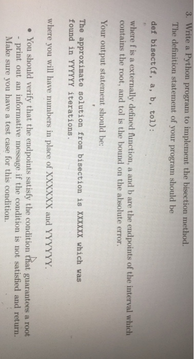 Solved 3 Write A Python Program To Implement The Bisection